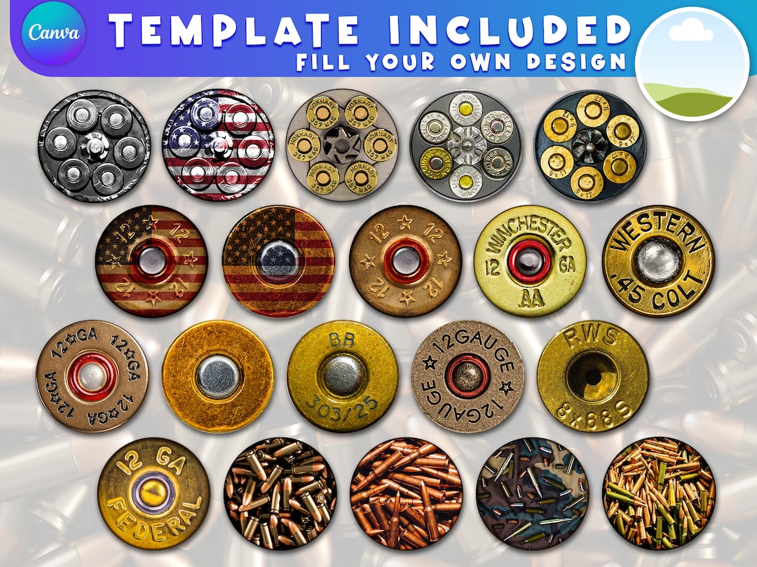 20 Gauge Bullet Pngs Car Coaster Sublimation Design Canva Template ...