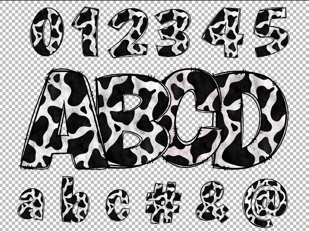Cow Hide Doodle Alphabet Letters Cow Hide Print Letters Doodle ...