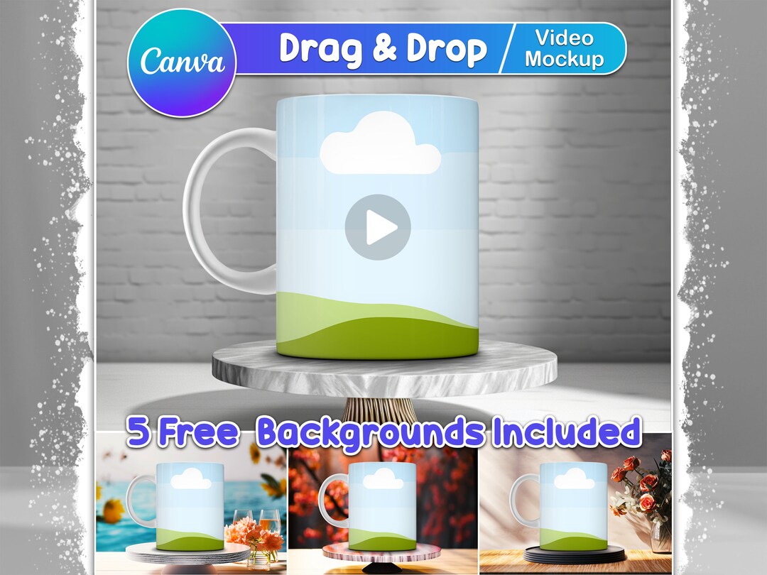 11oz Animated Mug for Canva Video Rotating Mug Mockup Drag and Drop ...