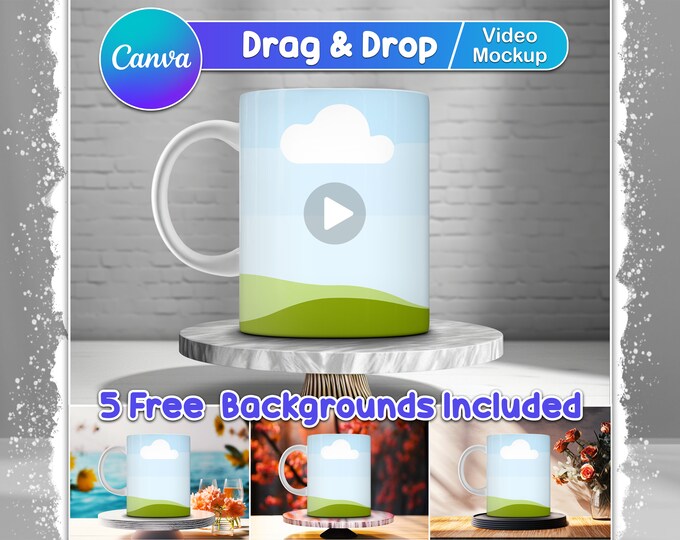 11oz Animated Mug for Canva Video Rotating Mug Mockup Drag and Drop ...
