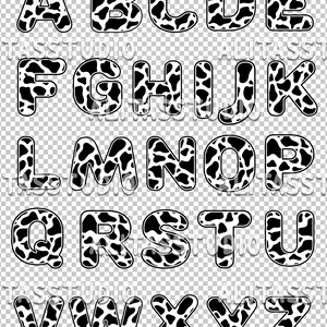 Cow Alphabet SVG Animal Print Font Letters, Number & Symbols Digital ...