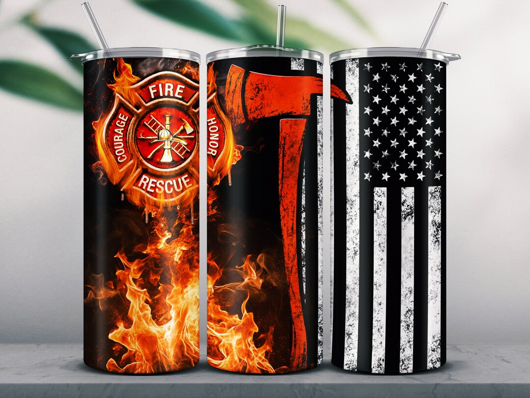 Fire Department Tumbler Wrap PNG 20oz Firefighters Sublimation American ...