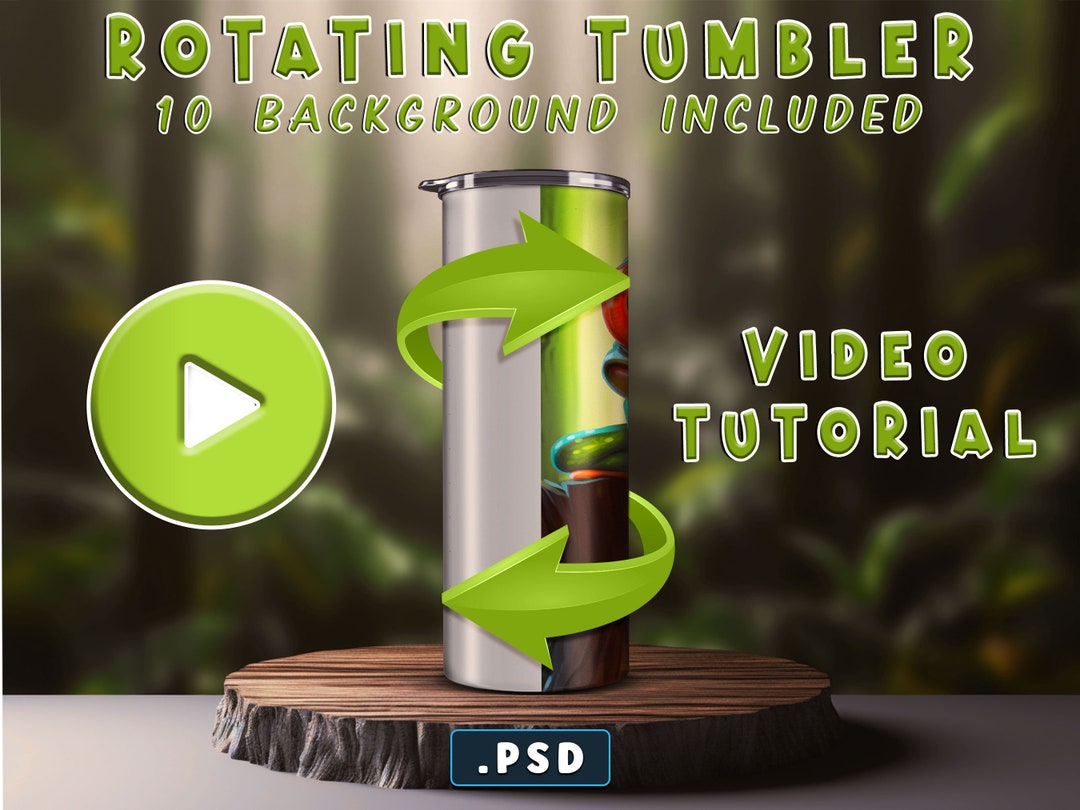 20oz Rotating Tumbler Mockup 10 Free Backgrounds Included Video ...