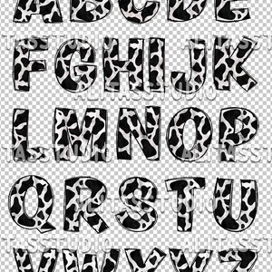 Cow Hide Doodle Alphabet Letters Cow Hide Print Letters Doodle ...