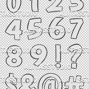 Numbers and Symbols Customizable Doodle Alphabet Fill Your Own Design ...