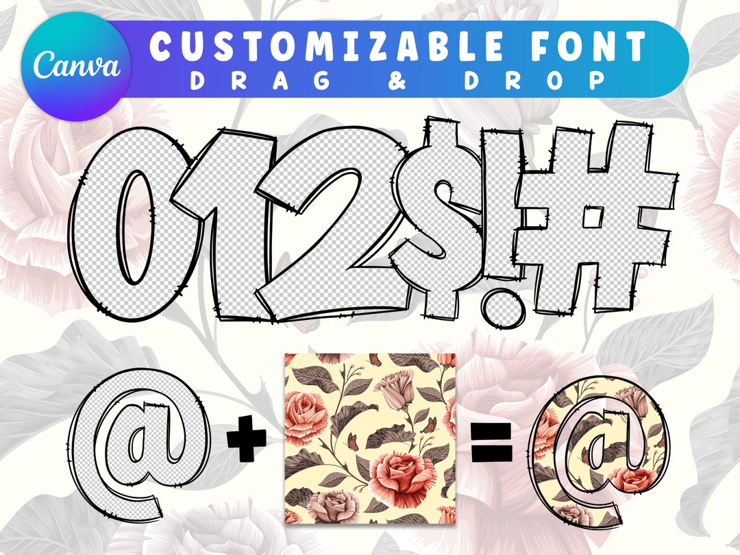 Numbers and Symbols Customizable Doodle Alphabet Fill Your Own Design ...