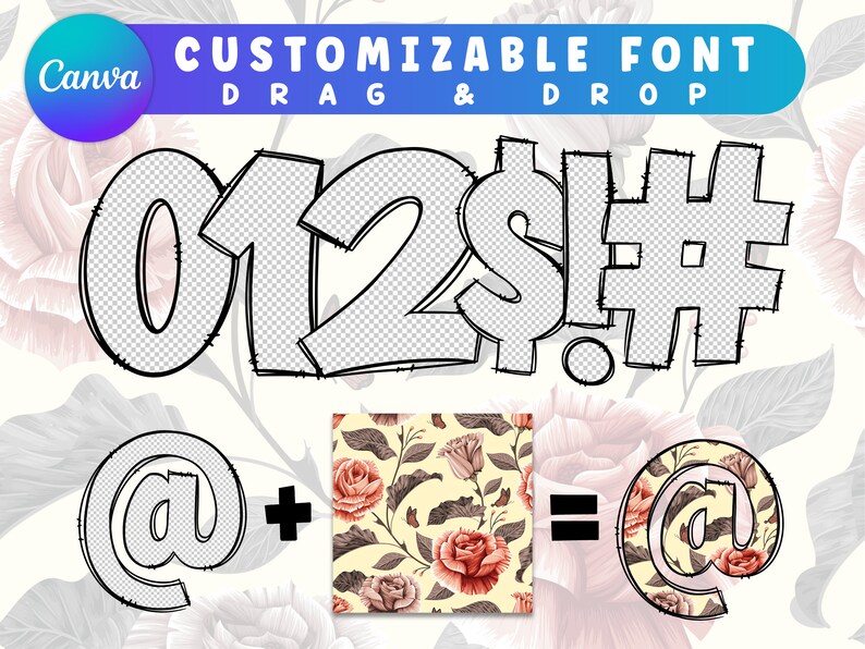 Numbers and Symbols Customizable Doodle Alphabet PNG Fill - Etsy