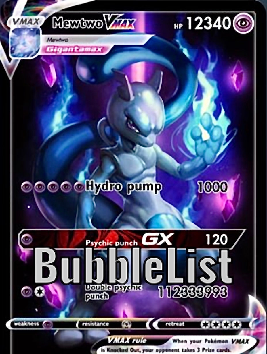 Mewtwo Vmax Gaming Shining Gx Ex M Mega Ultra Pokemon Gx Ex | Etsy