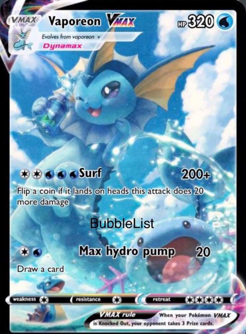 Vaporeon Vmax Pikachu Ash Vmax Gaming Shining Gx Ex M Mega - Etsy