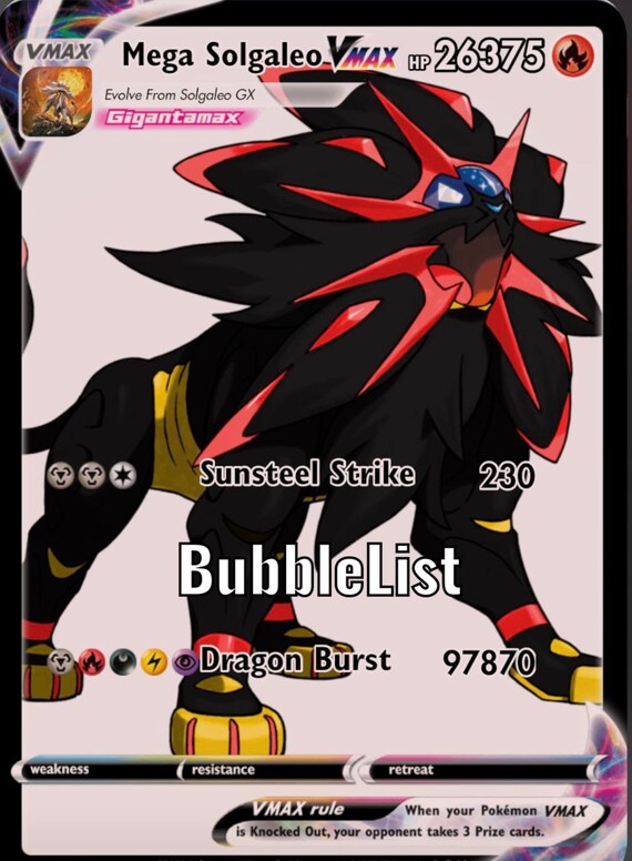 Mega Solgaleo Pikachu Ash Vmax Gaming Shining Gx Ex M Mega - Etsy