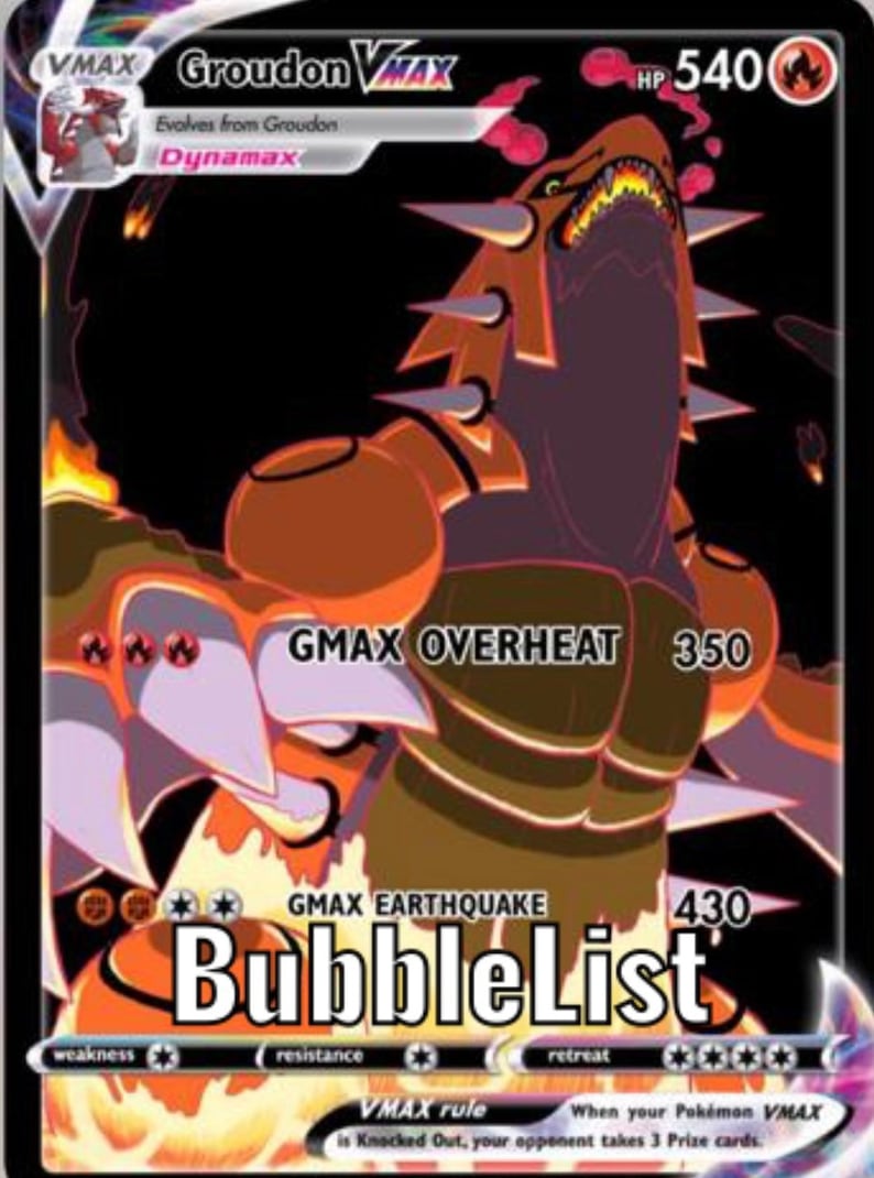 Groudon Pikachu ash Vmax gaming shining gx ex m mega ultra - Etsy México