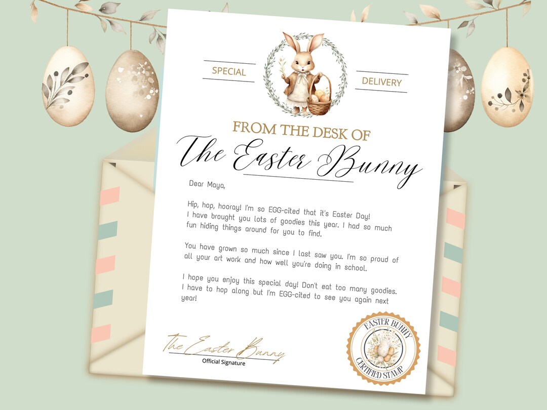 EDITABLE Official Easter Bunny Letter From the Desk of the Easter Bunny ...