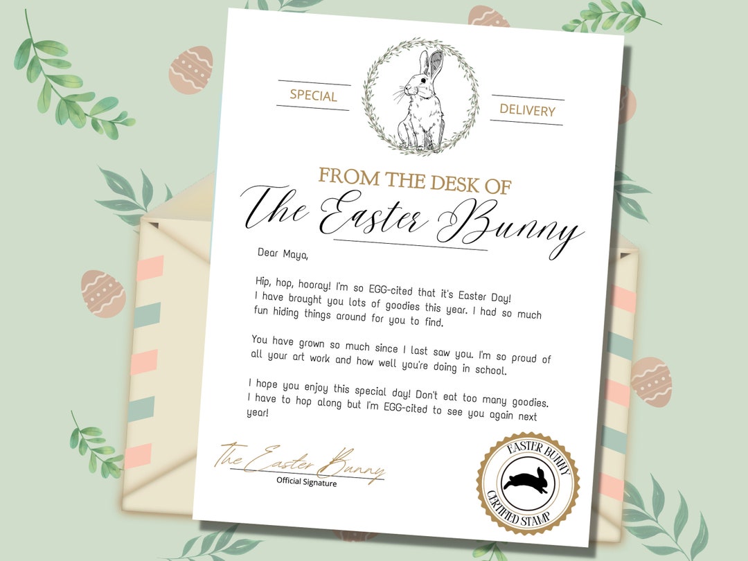 EDITABLE Official Easter Bunny Letter From the Desk of the Easter Bunny ...