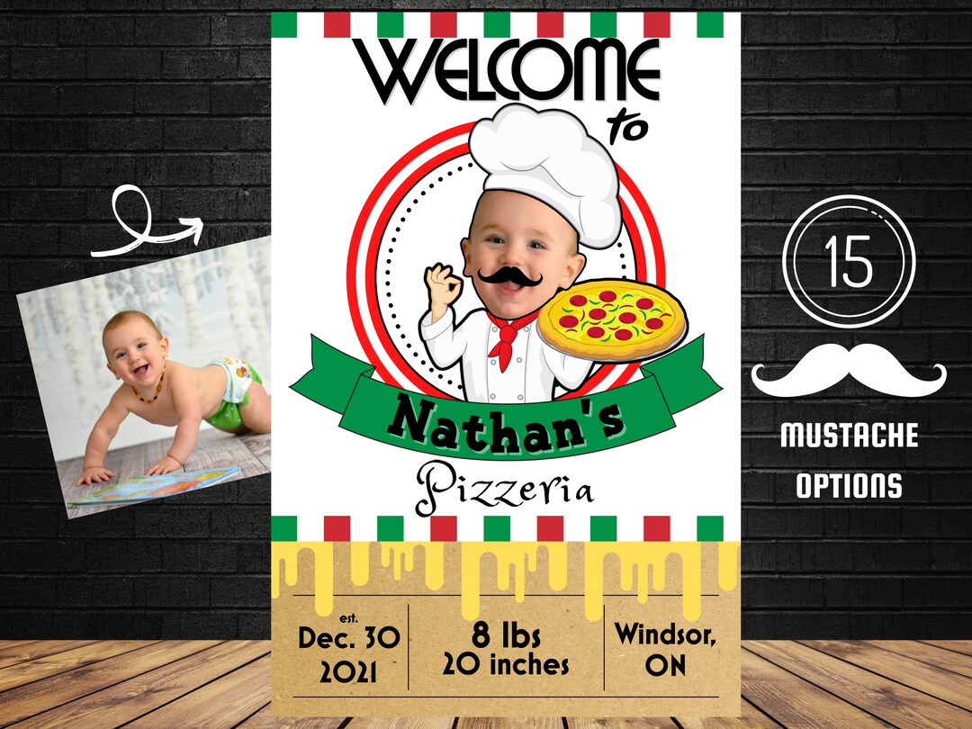Pizza Chef Party Poster With Photo Welcome Sign Pizza Birthday ...