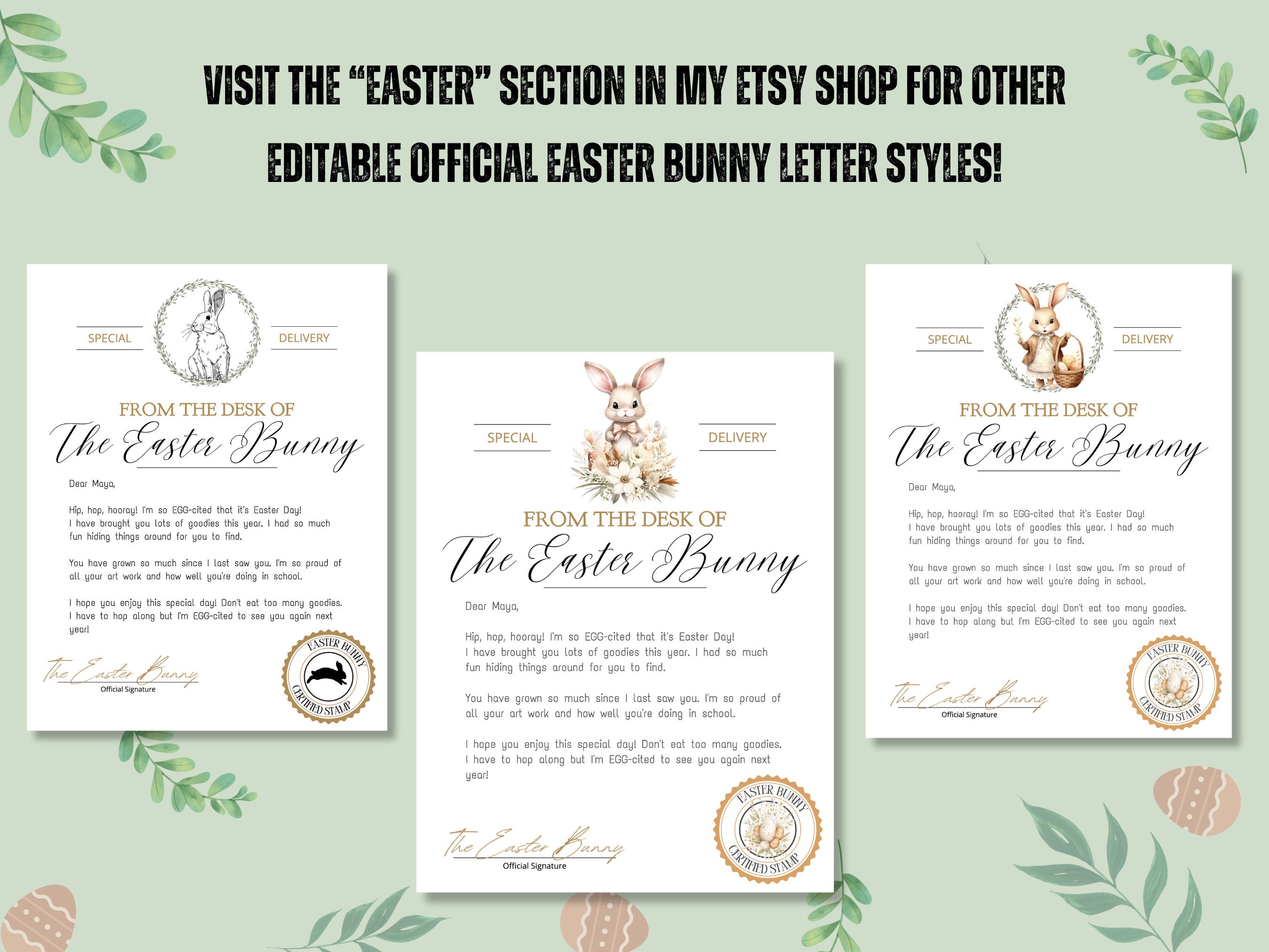 EDITABLE Official Easter Bunny Letter From the Desk of the Easter Bunny ...