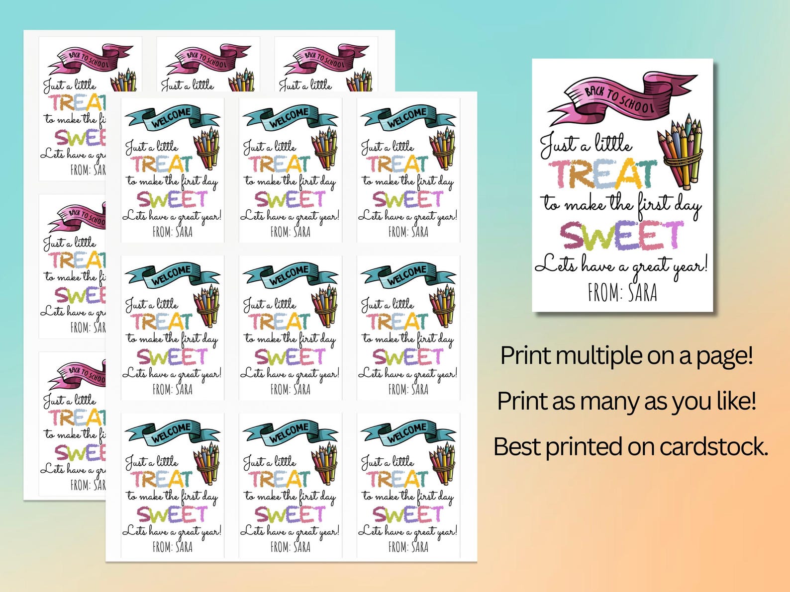 EDITABLE First Day of School Gift Tag Template Printable Instant ...