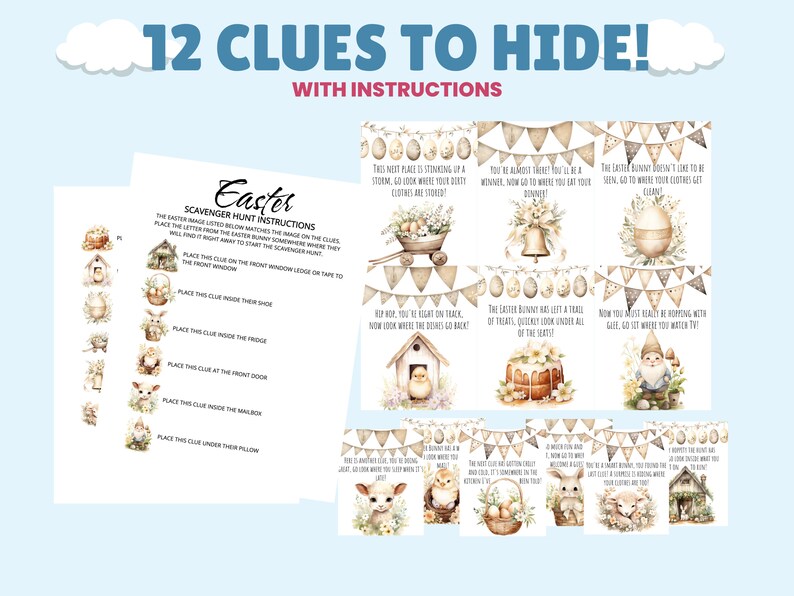 PRINTABLE Indoor Easter Scavenger Hunt With Easter Bunny Letter Easter ...