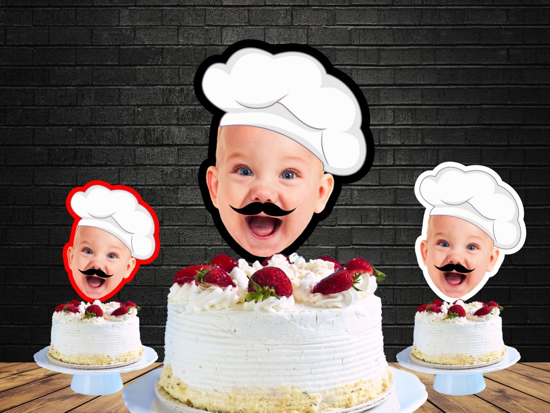 PRINTABLE Custom Face Pizza Chef Birthday Cake Topper First Birthday ...