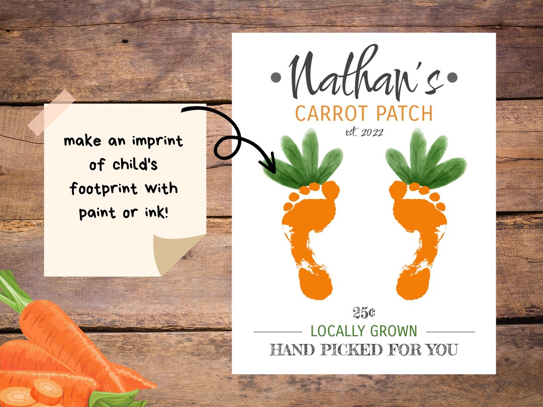 Editable First Easter Sign Carrot Patch Footprint Craft - Etsy