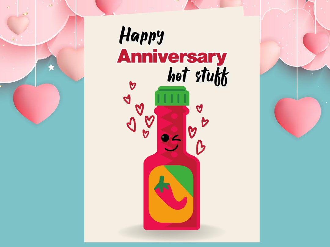 PRINTABLE Happy Anniversary Hot Stuff Love Card Birthday - Etsy