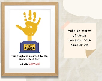 Father's Day Handprint Art Best Dad Trophy Gift for Daddy From Kids and ...