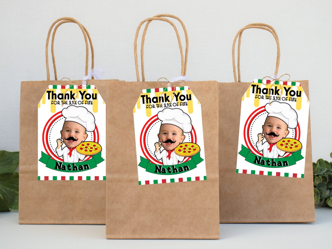 Pizza Chef Party Tags Birthday Favour Tags Custom Thank You Card ...