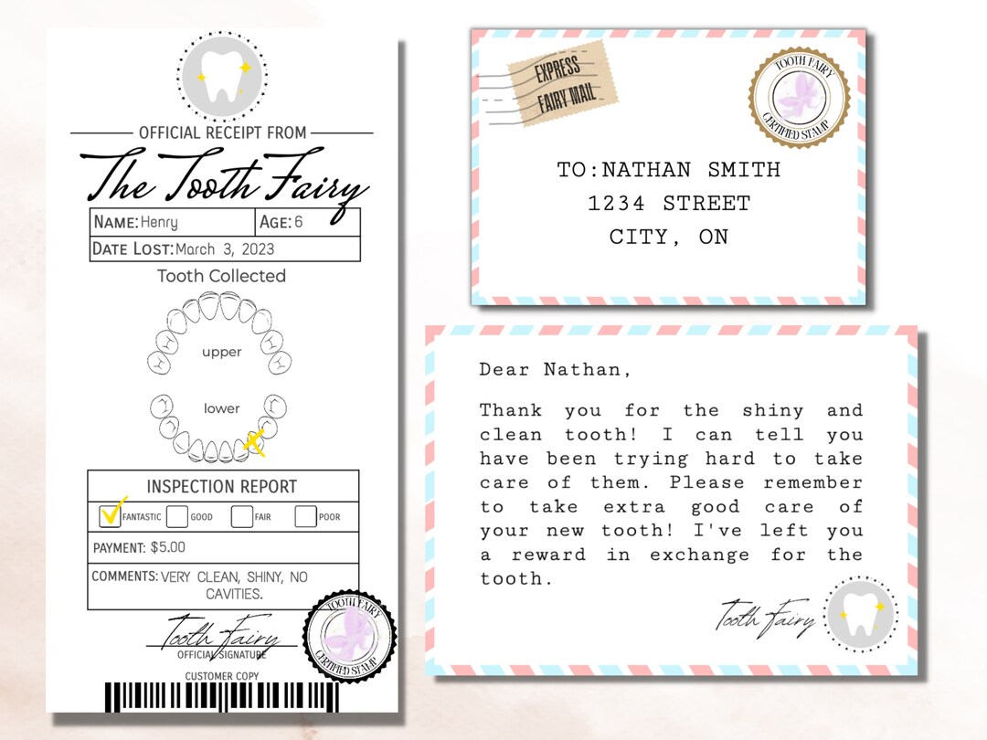 EDITABLE Mini Official Tooth Fairy Bundle Tiny Lost Tooth - Etsy