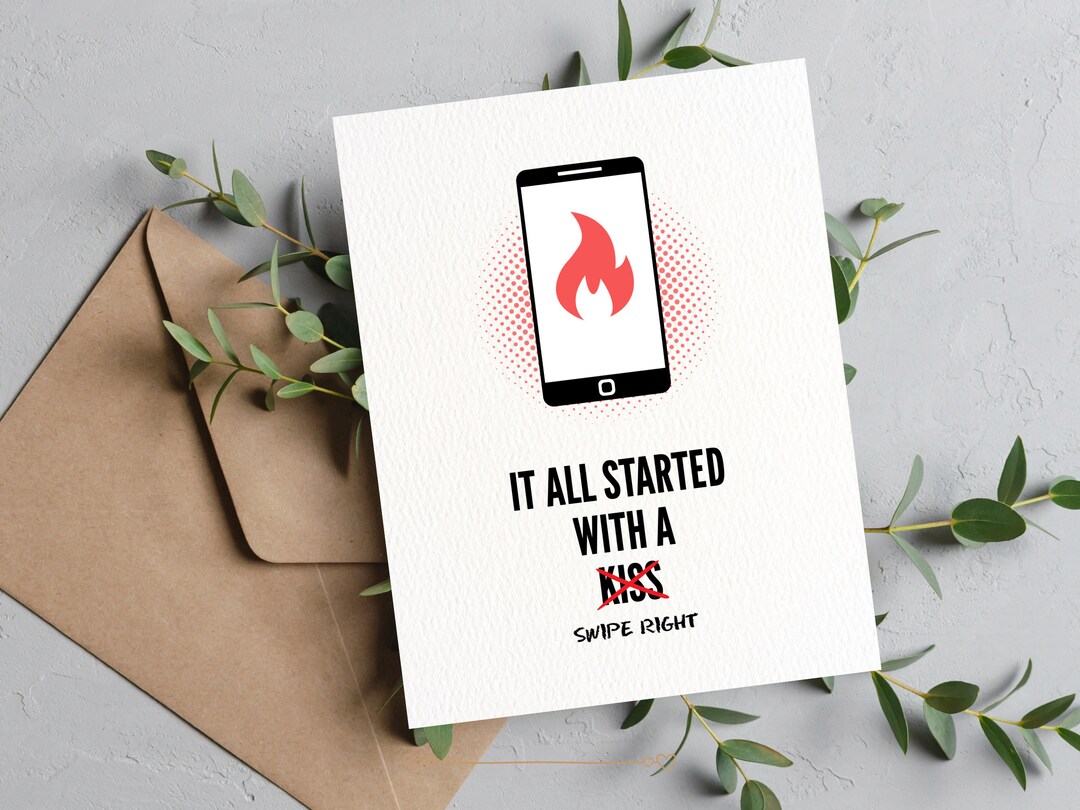 PRINTABLE Funny Online Dating App Card It All Started With a Swipe ...