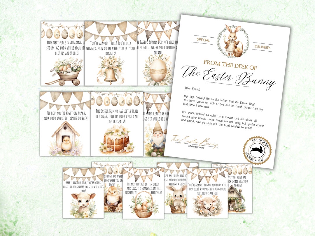 PRINTABLE Indoor Easter Scavenger Hunt With Easter Bunny Letter Easter ...