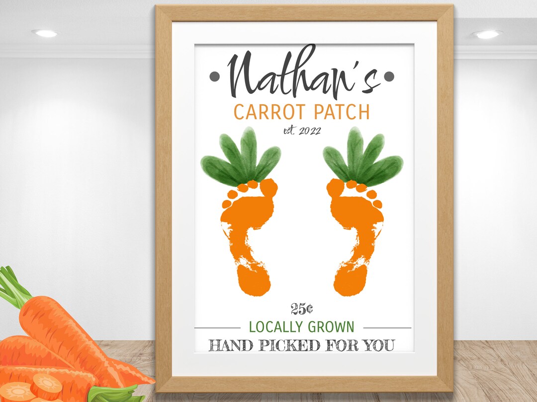 EDITABLE First Easter Sign Carrot Patch Footprint Craft - Etsy