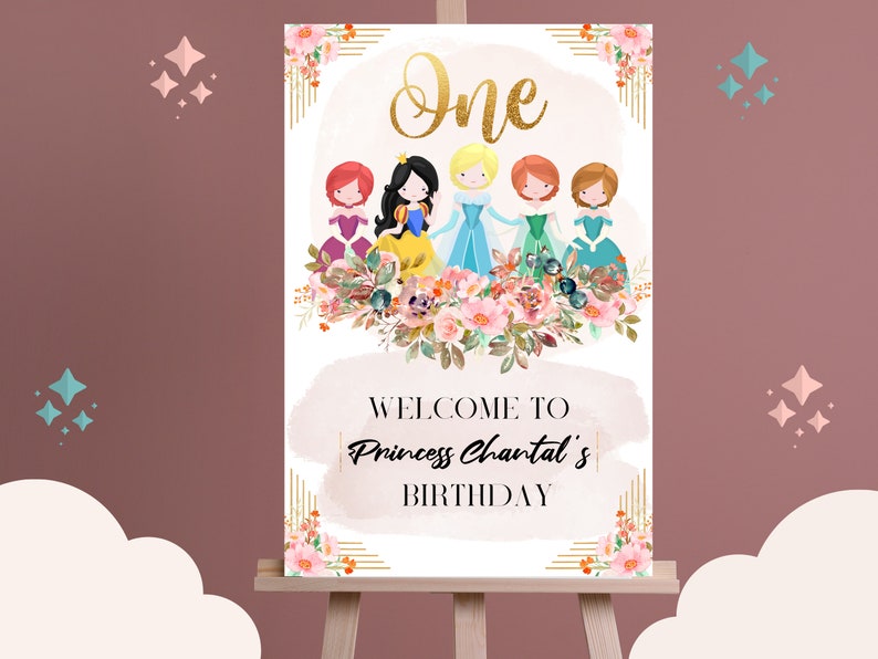 EDITABLE Princess Welcome Sign Birthday Poster Fairytale Party - Etsy
