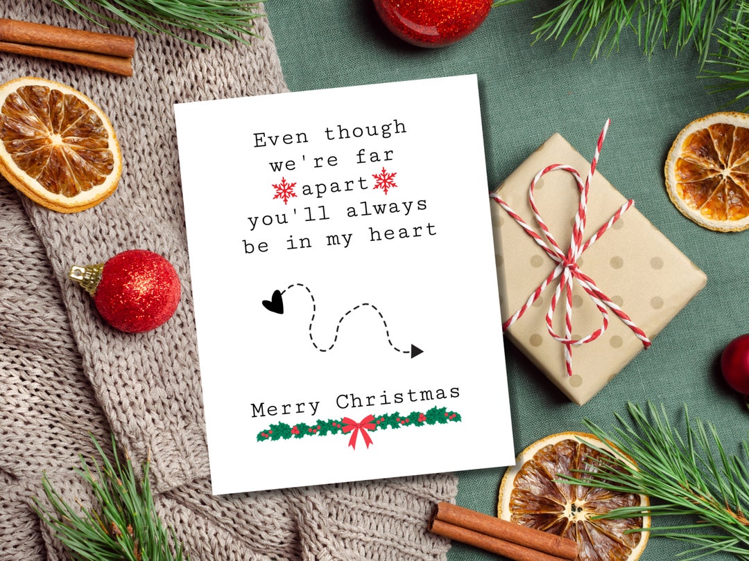 PRINTABLE Even Though We Are Far Apart Card Cute Christmas Card Long ...