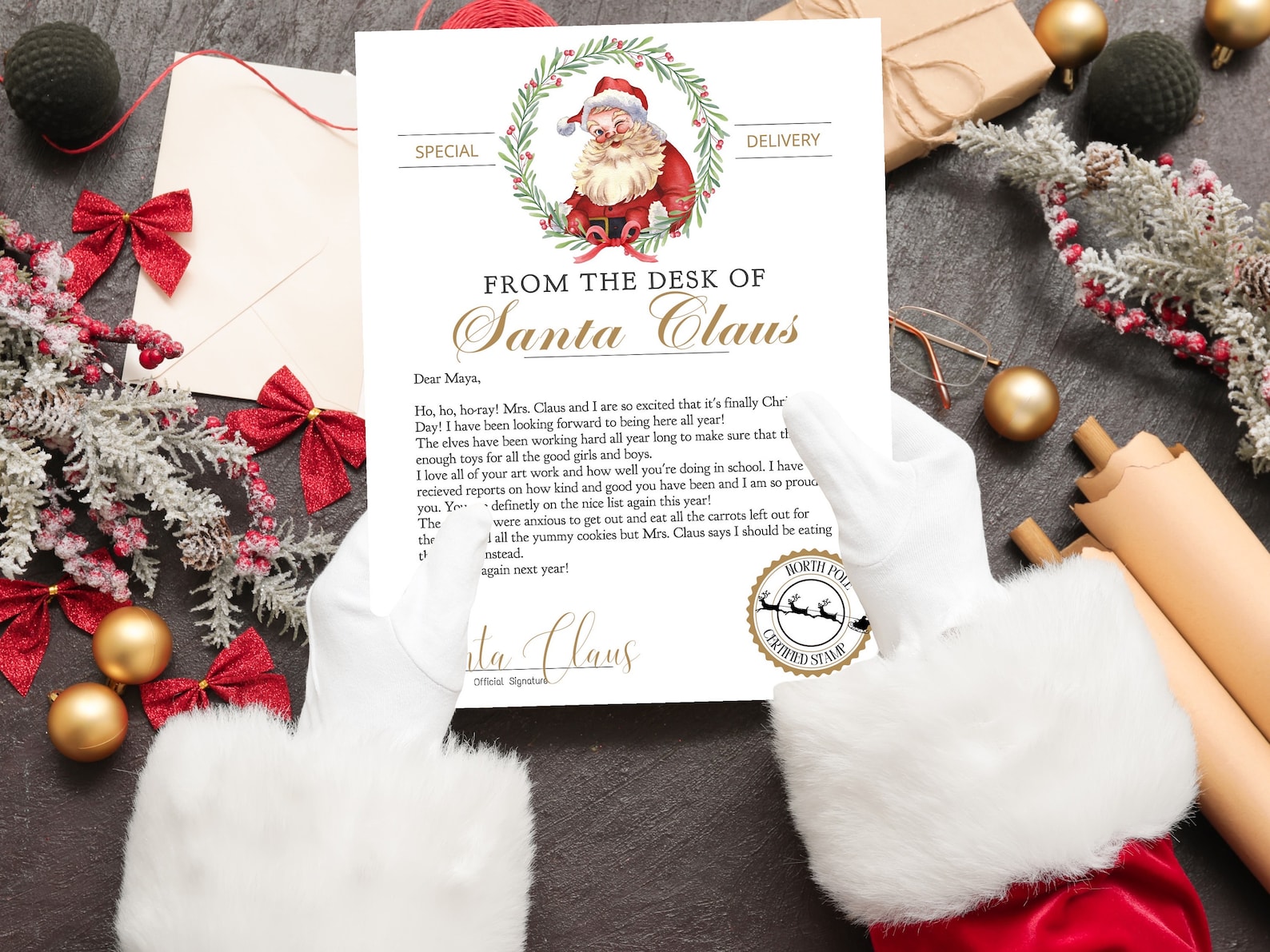 PRINTABLE Christmas Day Official Santa Claus Letter From the Desk of ...