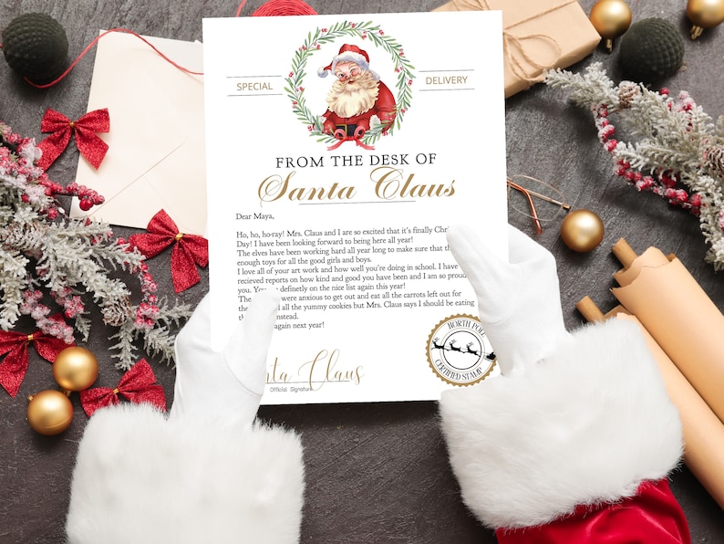 PRINTABLE Christmas Day Official Santa Claus Letter From the Desk of ...