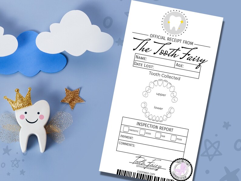 PRINTABLE Official Tooth Fairy Receipt Lost Tooth Ticket - Etsy