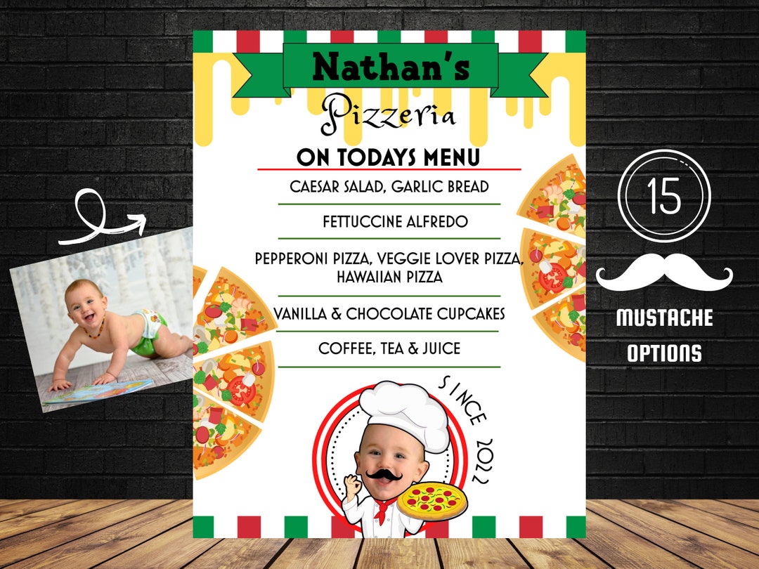 EDITABLE Pizza Party Menu Birthday Food Menu Custom Menu With Photo ...