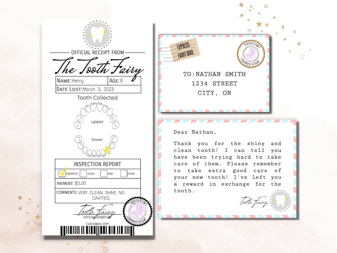 EDITABLE Official Tooth Fairy Bundle Tiny Lost Tooth Letter Record ...