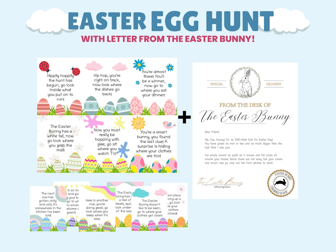 PRINTABLE Indoor Easter Scavenger Hunt With Easter Bunny Letter Easter ...