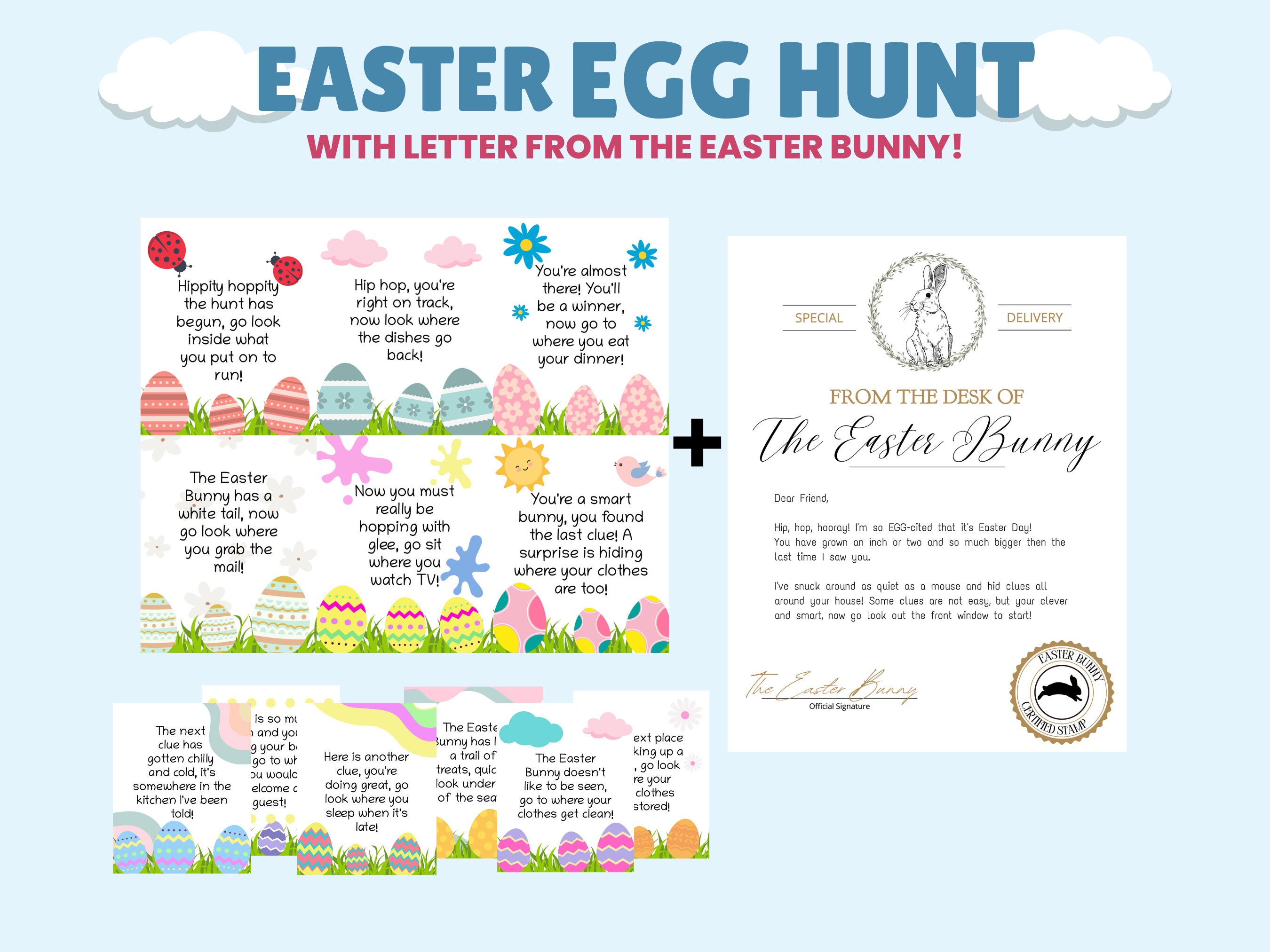 PRINTABLE Indoor Easter Scavenger Hunt With Easter Bunny Letter Easter ...