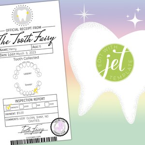 EDITABLE Official Tooth Fairy Receipt Lost Tooth Ticket Record Chart ...