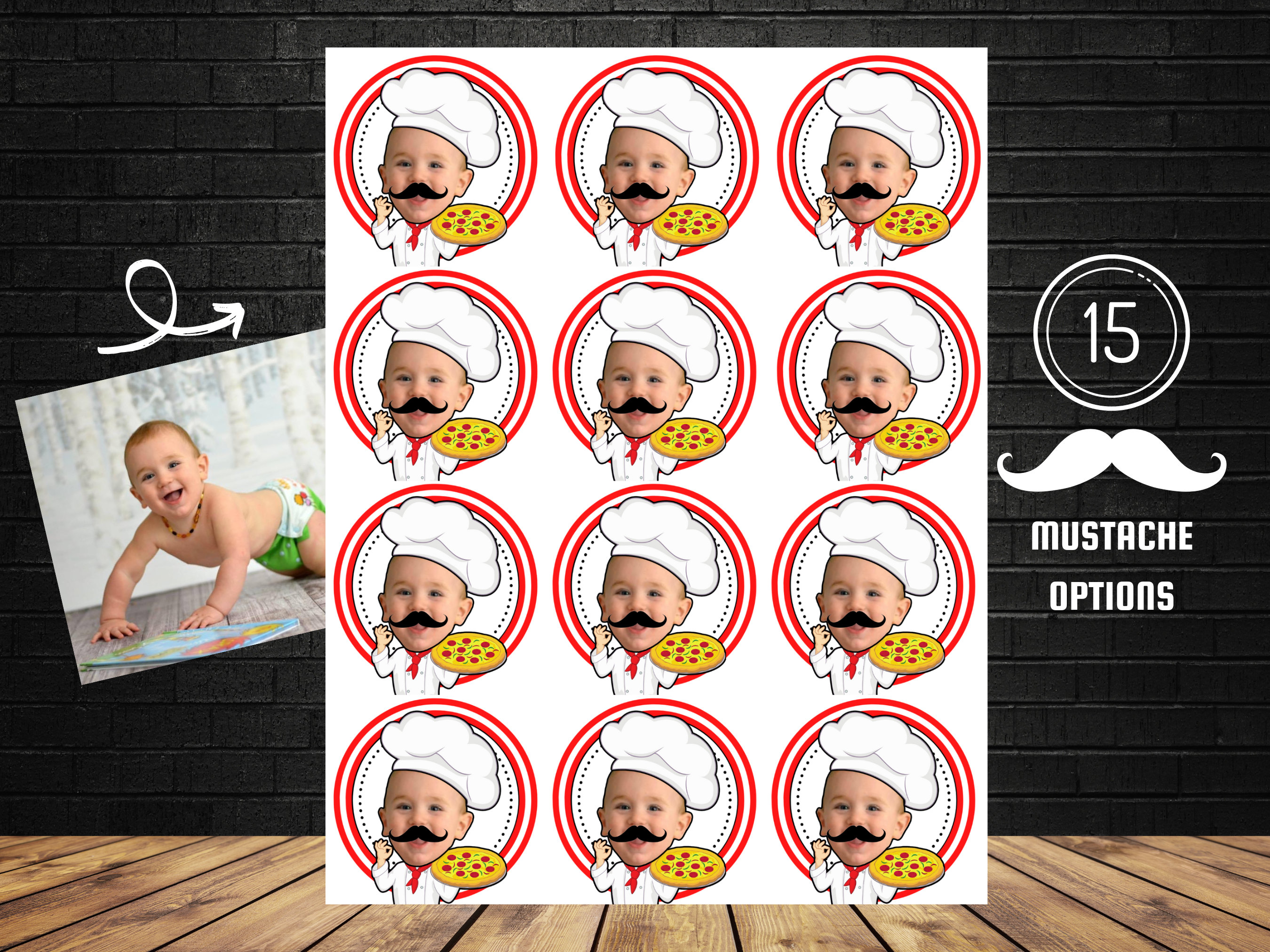 Pizza Party Stickers Cake Toppers With Photo Pizza Birthday - Etsy