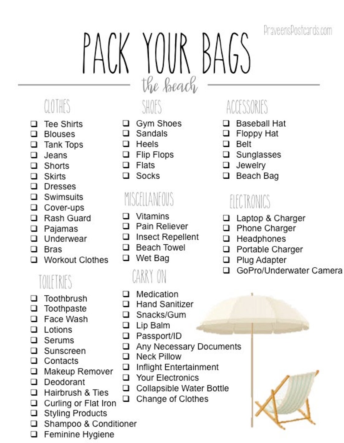Ultimate Beach Packing List - Etsy