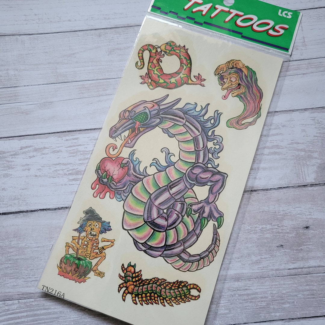 5 Packages 90's Temporary Tattoos - Dragon Tattoo Sheet - Etsy