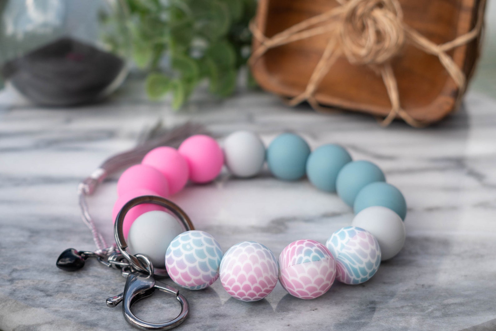 Mermaid Scale Silicone Bead Keychain Pretty Bead Keychain for - Etsy