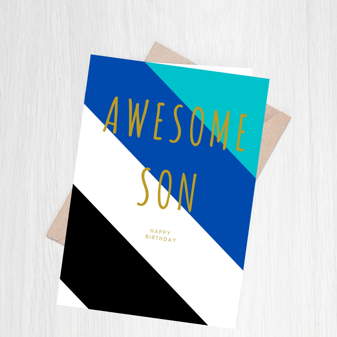 Son Birthday Card Birthday Card for Son Birthday Card Son Printed Card ...