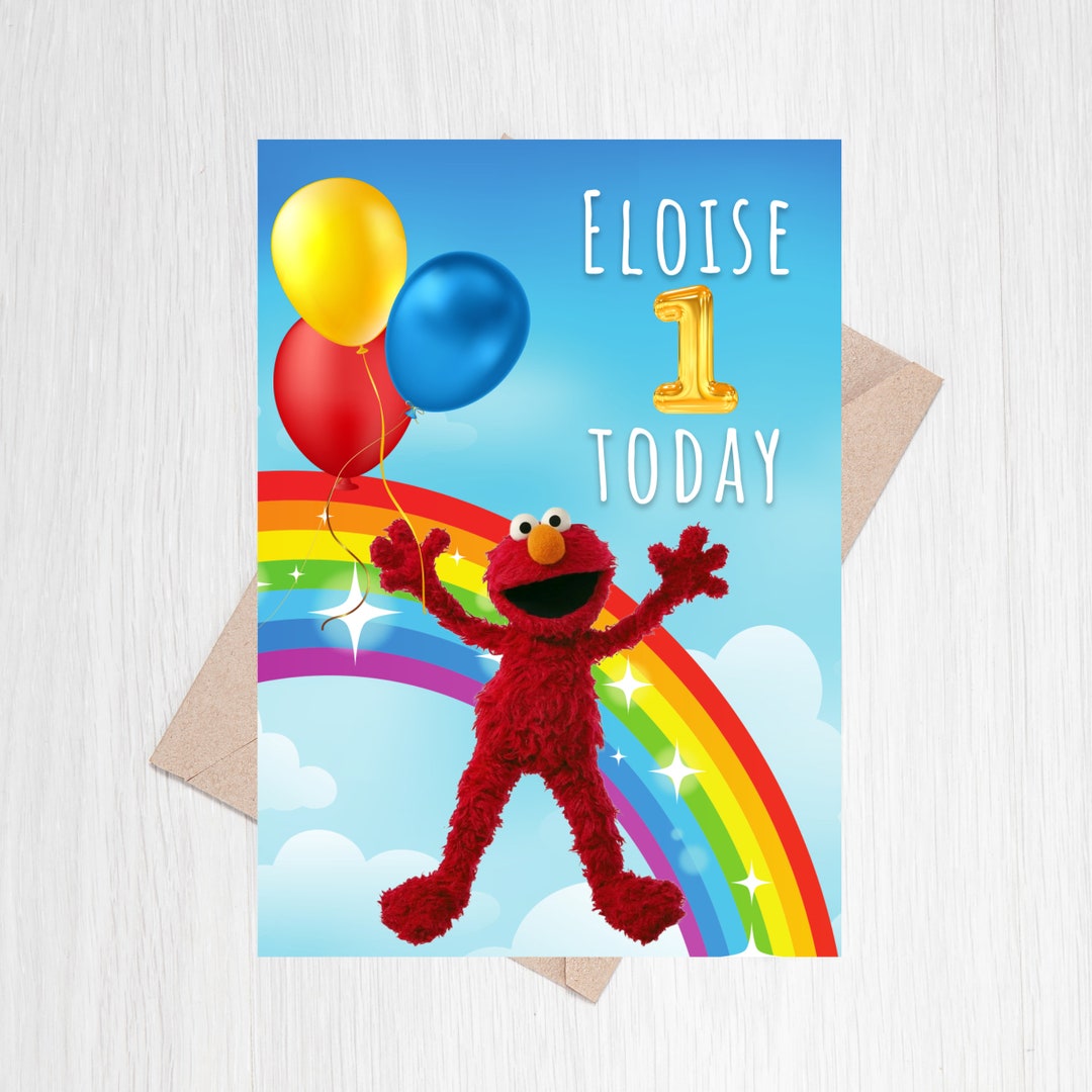 Personalised Elmo Birthday Card - Greeting Card Any NAME & AGE ...
