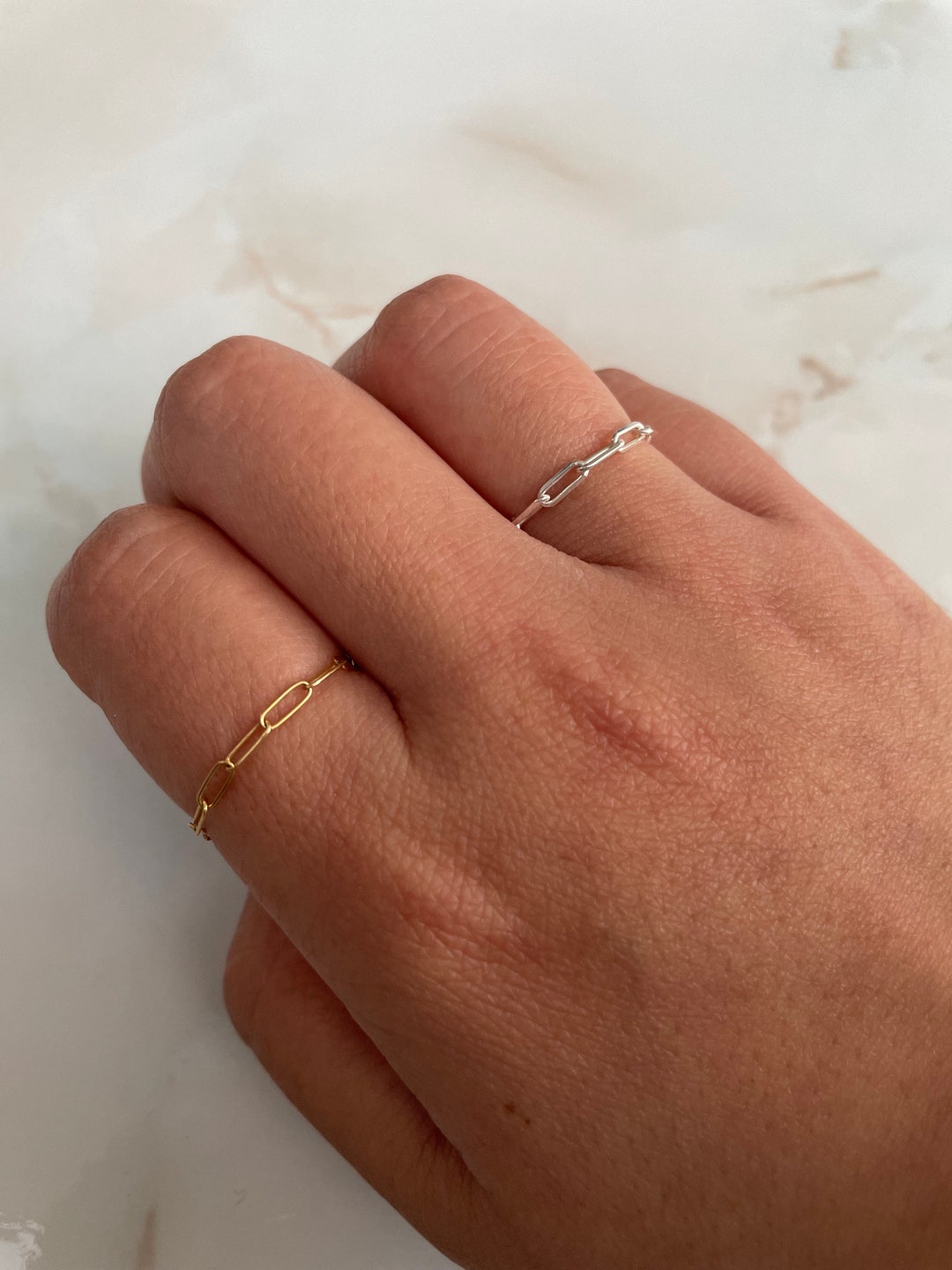 Paperclip Chain Ring | 14K Dainty Ring | Gold Filled Ring | Sterling ...