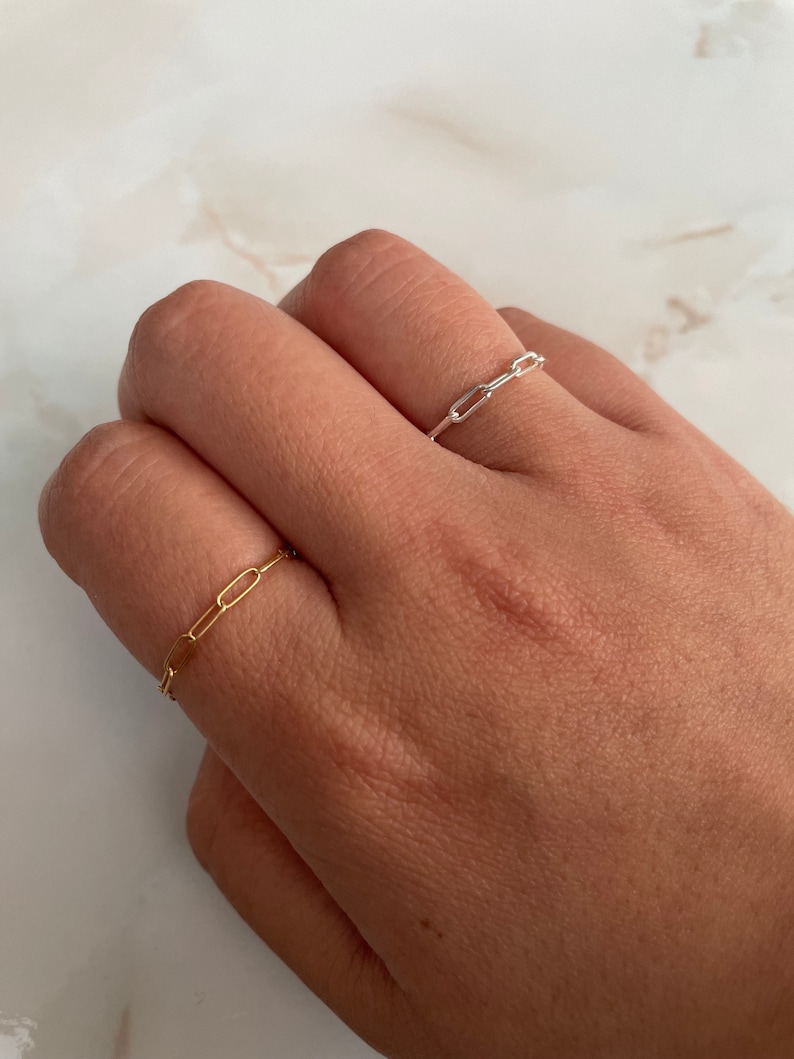 Paperclip Chain Ring 14K Dainty Ring Gold Filled Ring - Etsy
