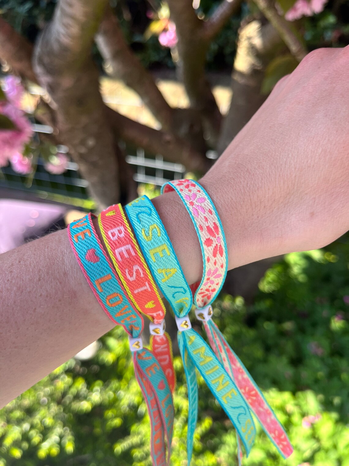 Woven Text Ribbon Bracelets, Set of 4. Gift for Girlfriend. Vitamin Sea ...