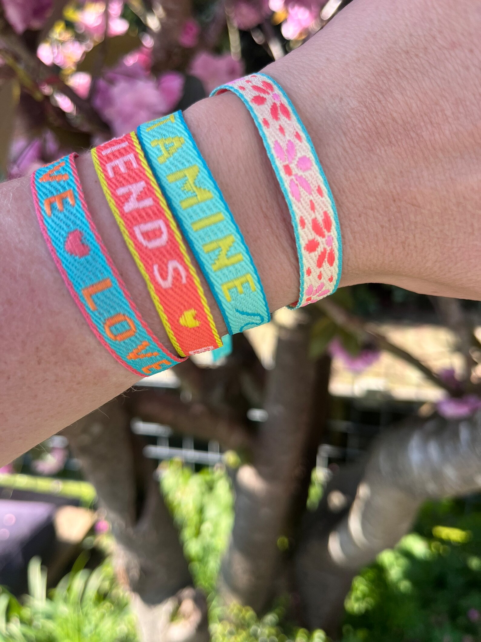 Woven Text Ribbon Bracelets, Set of 4. Gift for Girlfriend. Vitamin Sea ...